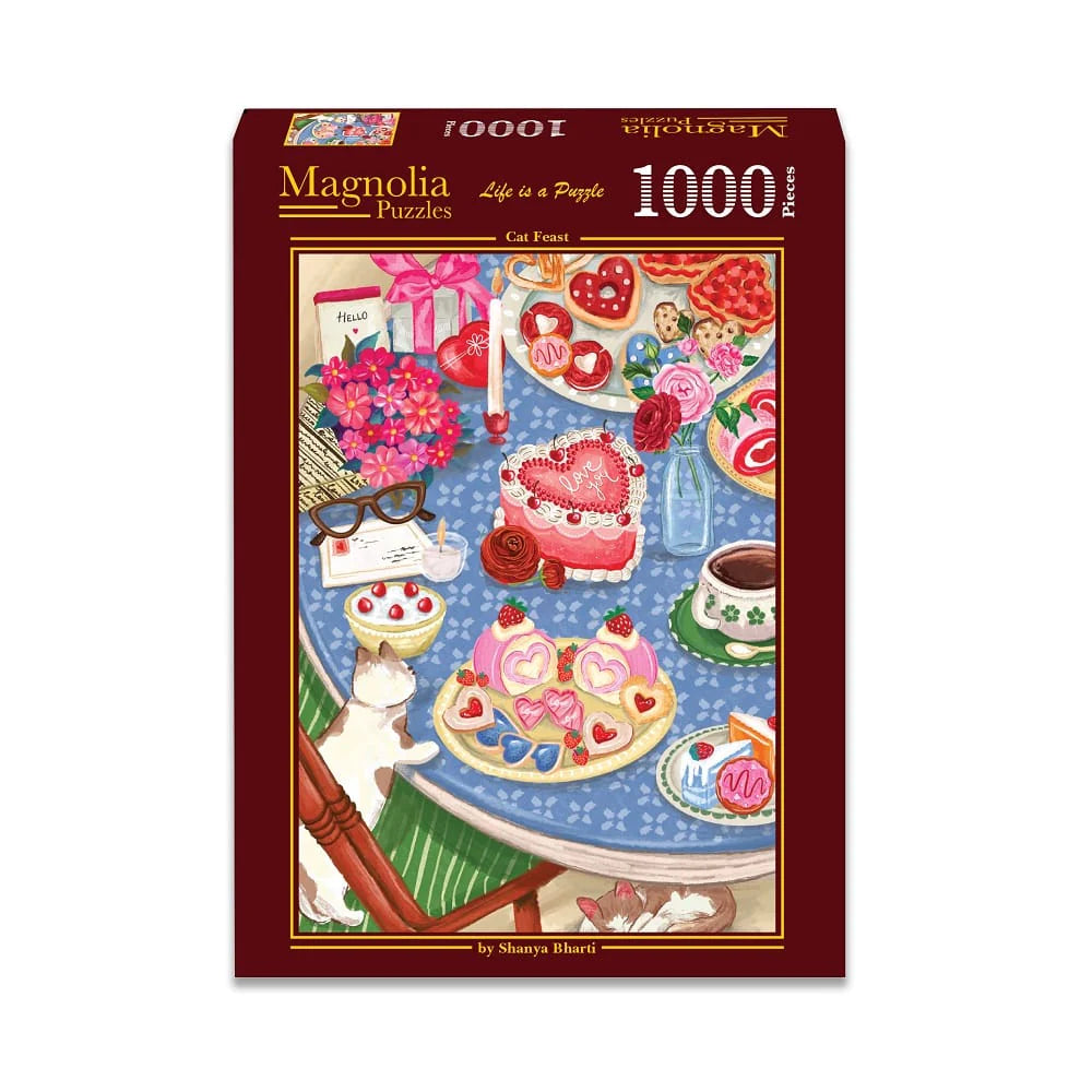 Magnolia – Cat Feast 1000 Piece Puzzle – Shanya Bharti – Mindconnect ...