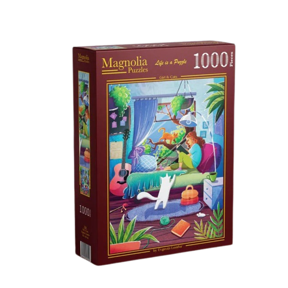 Magnolia – Girl & Cats Puzzle 1000pc – Mindconnect Australia